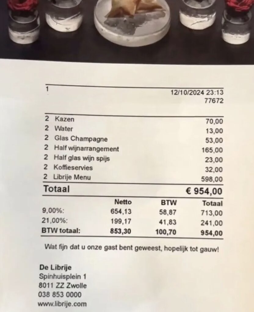 Avondje eten bij de sterrenrestaurant De Librije in Zwolle? Dit absurde ...